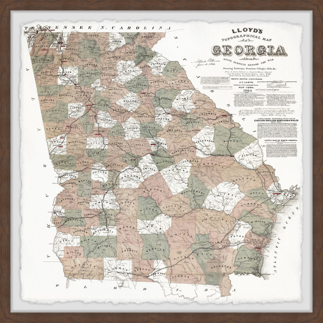 "Topographical Map of Georgia II" Framed Painting Print, 12x12 ...