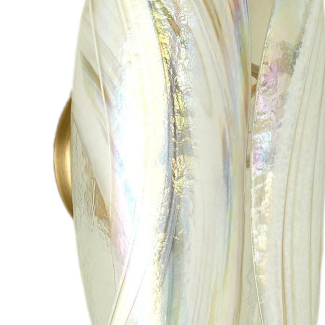 Gorgeous Folded Art Murano Glass Bowl Wall Sconce Opalescent Pearl ...
