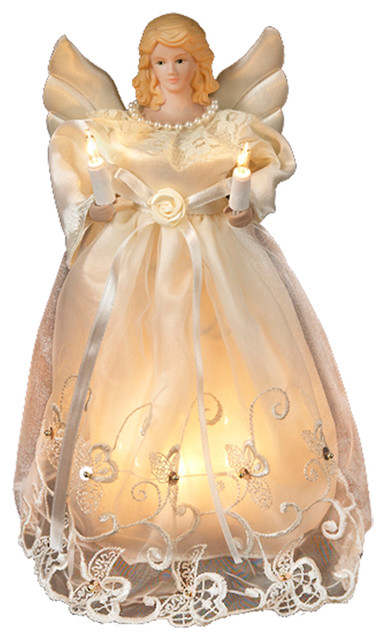 10" UL 10-Light Gold/Ivory Angel Treetop - Traditional - Christmas ...