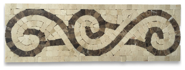 Marble Mosaic Border Bathroom Listello Tile Vine Crema 4x12 Polished, 1 ...