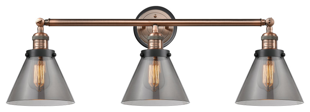Large Cone 3 Light Mixed Metals Bath Vanity Light Mixed Metals ...