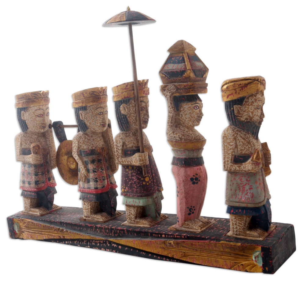 Novica Handmade Balinese Ceremony Wood Statuette - Southwestern ...