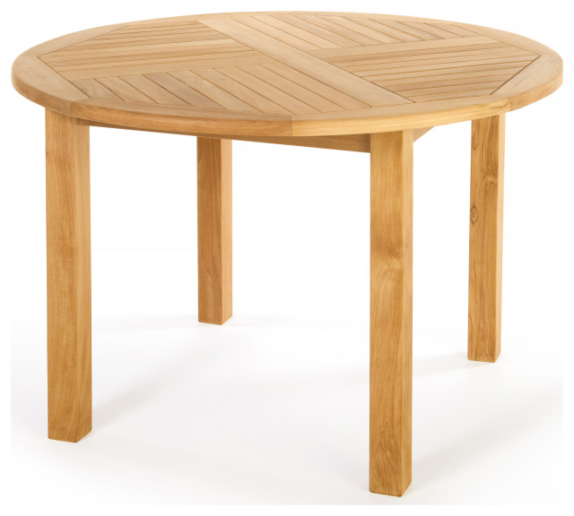 Teak Dining Table Asia - Round 48" (120 cm) KD - Transitional - Outdoor ...