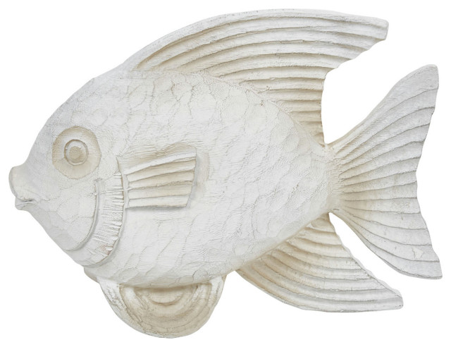 Resin 10" Fish Figurine, Whitewash - Beach Style - Decorative Objects ...