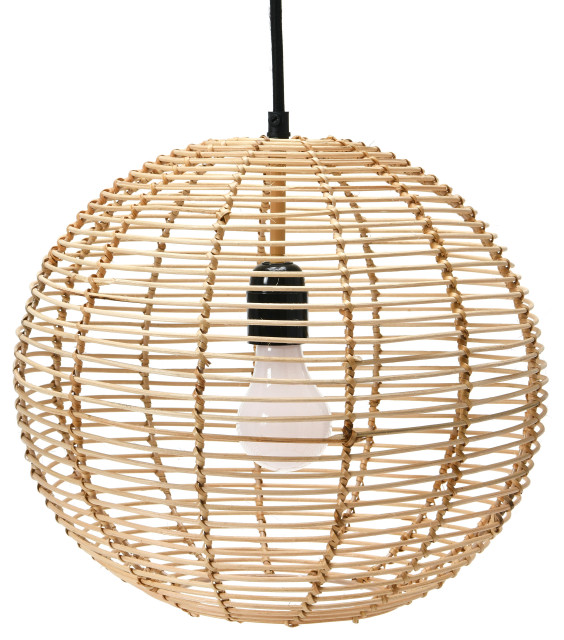 Modern Boho Handwoven Rattan Pendant Light, Natural - Tropical ...