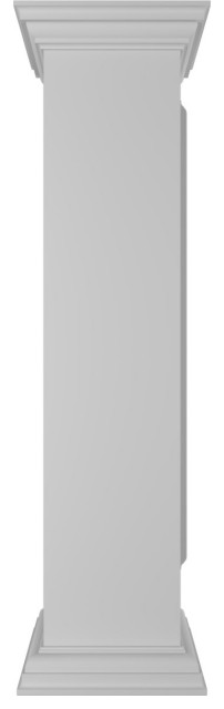 8"W x 40"H Corner Newel Post w/ Panel, Flat Capital, & Base Trim, 10"W ...