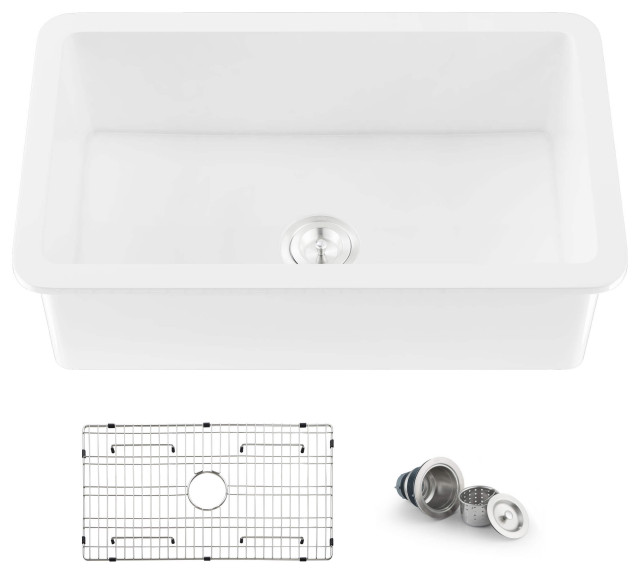 Landis 32″ Fireclay Kitchen Undermount Sink Single Bowl - Contemporary ...