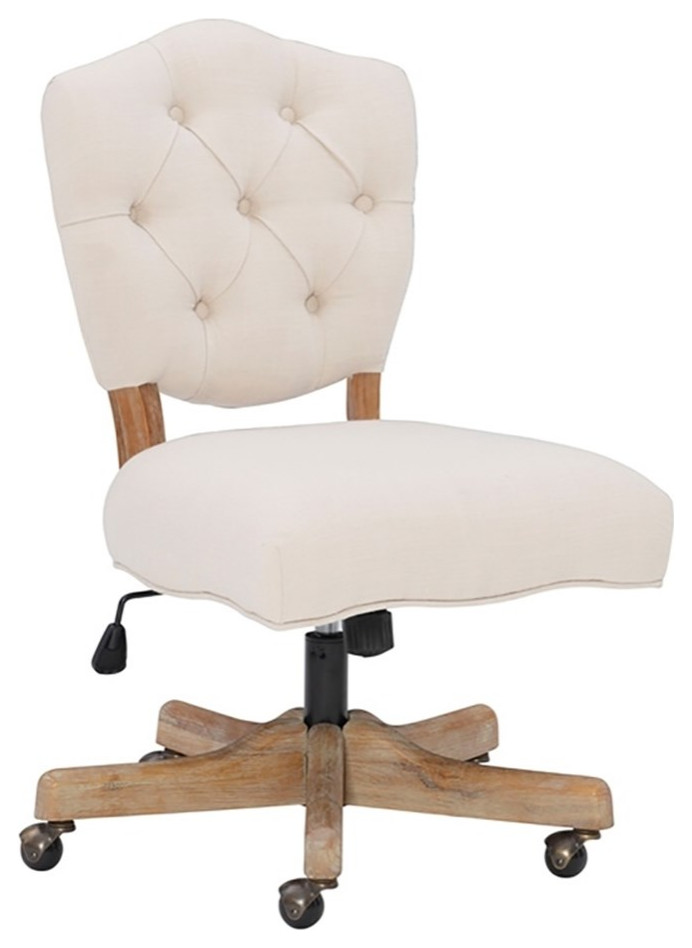 Riverbay Furniture Transitional Fabric Tufted Swivel Office Chair in ...