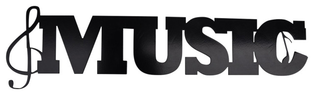 Music Word Metal Sign and Wall Art Decor - Contemporary - Metal Wall ...