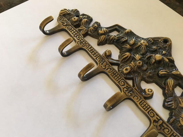 Victorian 6-Hooks Key Rack, Antique Brass Finish - Victorian - Wall ...