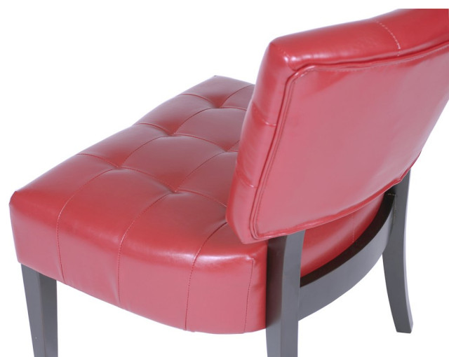 Movile Blended Leather Tufted Accent Chair with Oversized Seating, Red ...