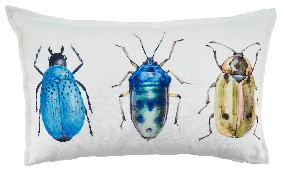 Throw Pillow With Bugs Design, 12"x20" - Contemporary - Decorative ...