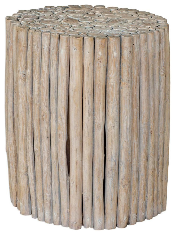 Uttermost Tectona Teak End Table - Rustic - Side Tables And End Tables ...