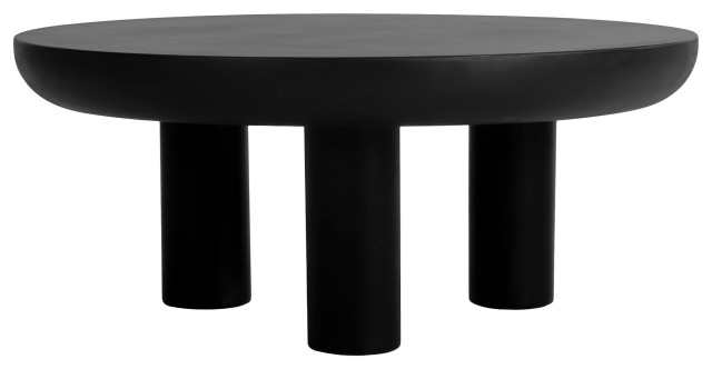 Rocca Black Concrete Top Coffee Table Transitional Coffee Tables