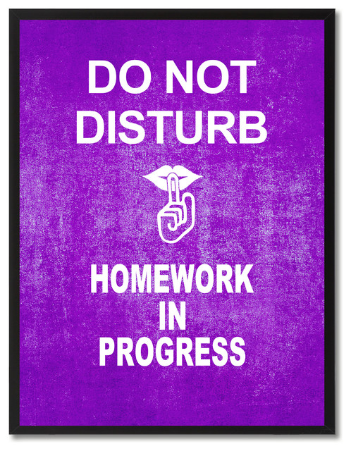 "Don't Disturb Shhh Homework In Progress" Sign Purple Canvas Print ...