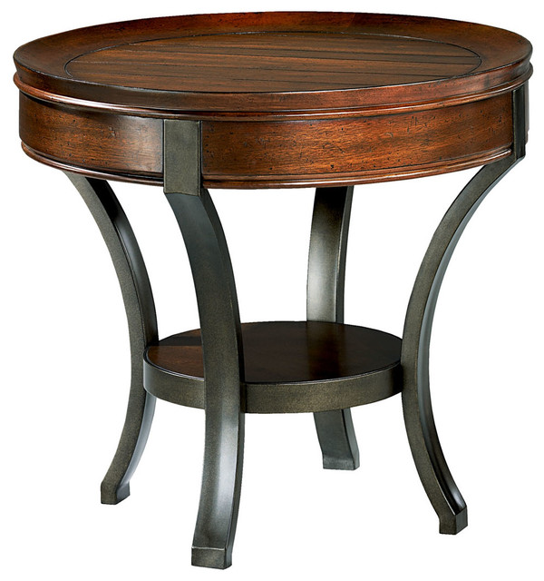 Emma Mason Signature Her Genn Round End Table in Brown - Industrial ...