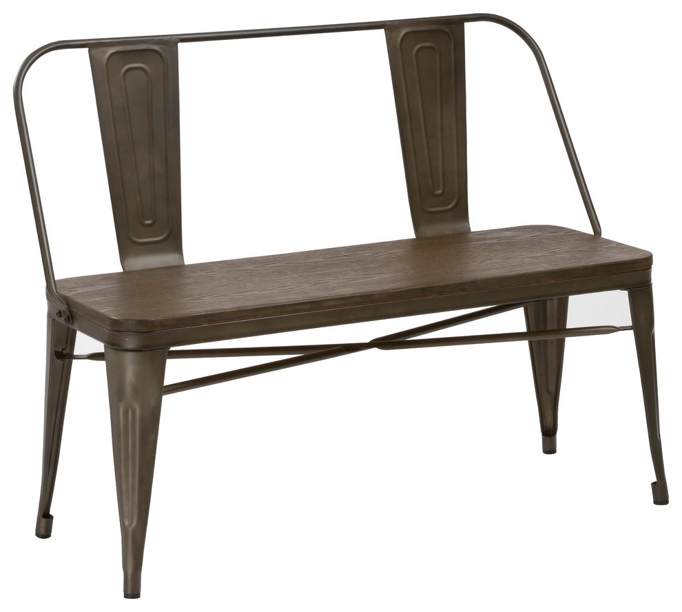 Rooney Metal Dining Bench, Bronze - Industrial - Outdoor Benches - by ...