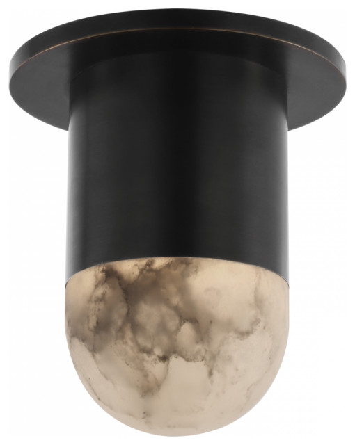 Melange Mini Monopoint Flush Mount, 1-Light, LED, Bronze, Alabaster ...