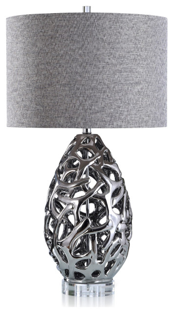Caldonia Table Lamp Silver Finish On Ceramic Body With Crystal Base ...