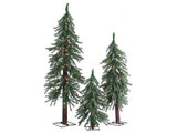 Pre-Lit Alpine Trees With Clear Lights, Set of 3 - Traditional ...