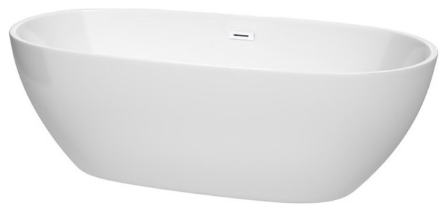 Wyndham Collection Juno 71" Acrylic Freestanding Bathtub in Shiny White ...