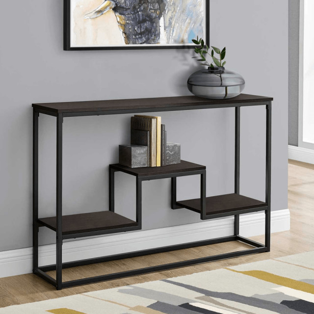 48" Brown And Black Frame Console Table With Storage - Industrial ...
