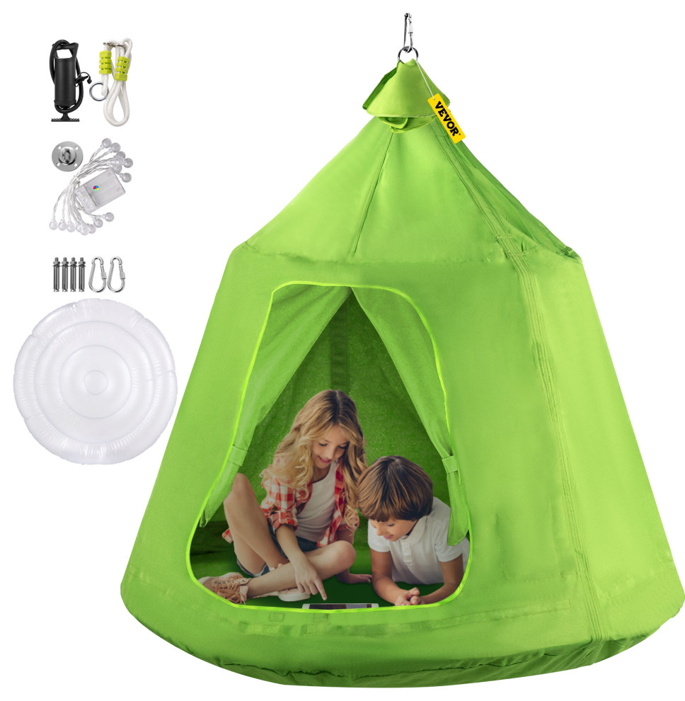 VEVOR Green HangOut HugglePod Hanging Tree Tent With LED String Lights ...