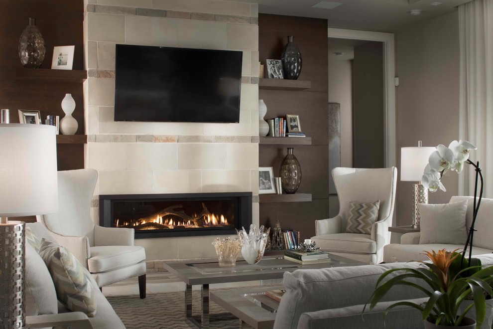 Canyon Stone's Cast Stone & Strip Ledge Stone Veneer Fireplace - by ...