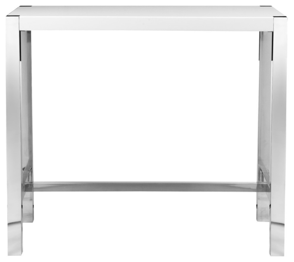 47" Modern High Gloss White Pub Bar Table for Small Spaces ...