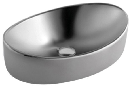 Large Oval Silver Above Counter Vessel Sink - Contemporary - Bathroom ...