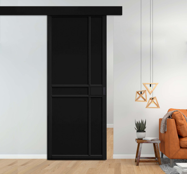Loft Style Panels Sliding Barn Door, 42"x81" Inches - Contemporary ...