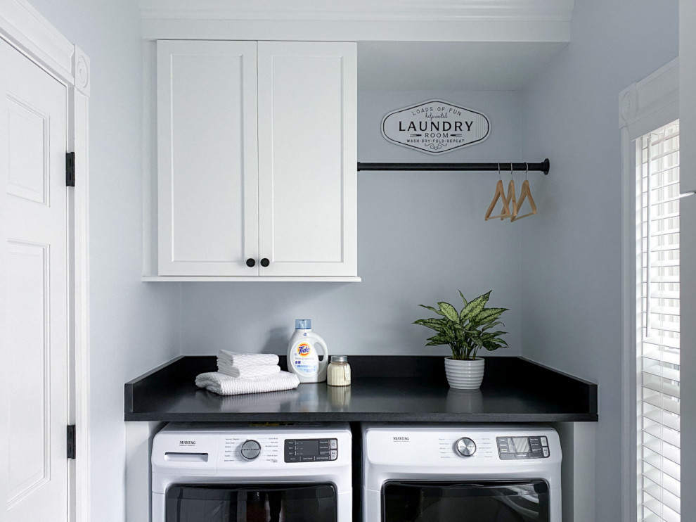 Black and White Laundry Room in Melrose - Transitional - Laundry Room ...