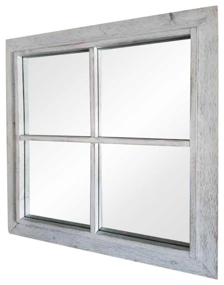 Rustic White Windowpane Mirror, 24"x36" - Farmhouse - Wall Mirrors - by ...