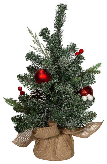 18" Pinecones, Balls, and Berries Tree, Burlap, 18'' - Christmas Trees ...
