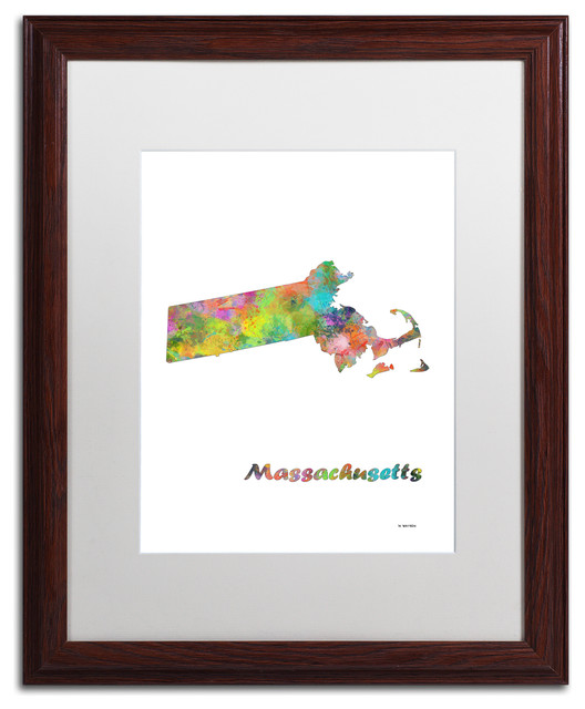 Marlene Watson 'Massachusetts State Map-1' Framed Art, 16"x20 ...