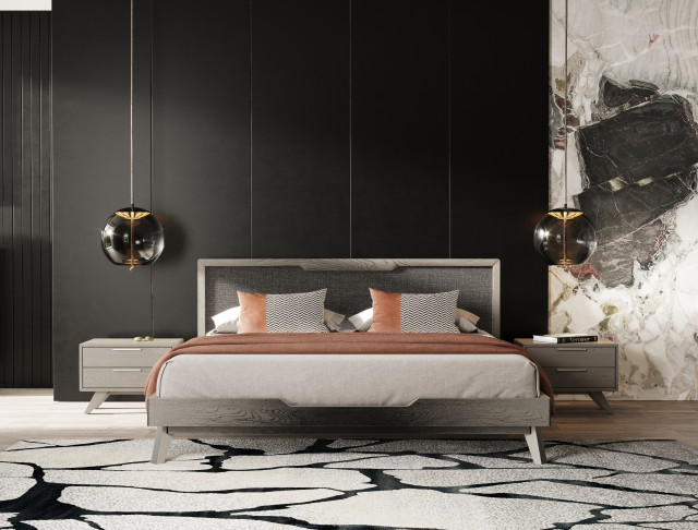 Nova Domus Soria Modern Gray Wash Bedroom Set, Queen - Midcentury ...