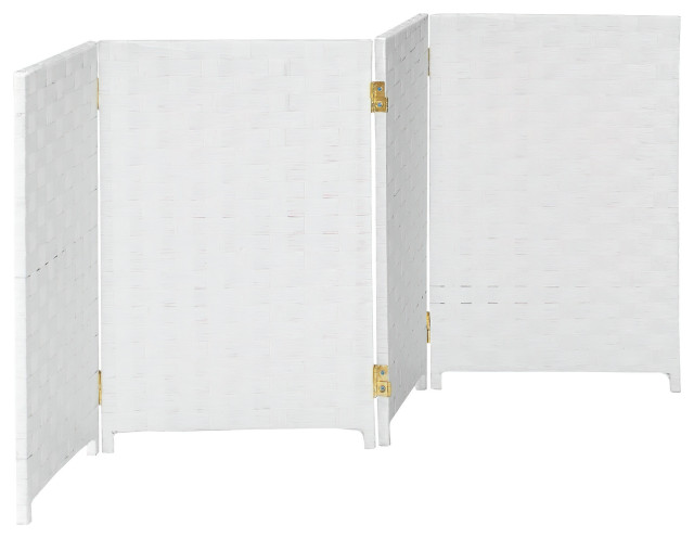 2 ft. Short Woven Fiber Room Divider, 4 Panel - Tropical - Screens And ...