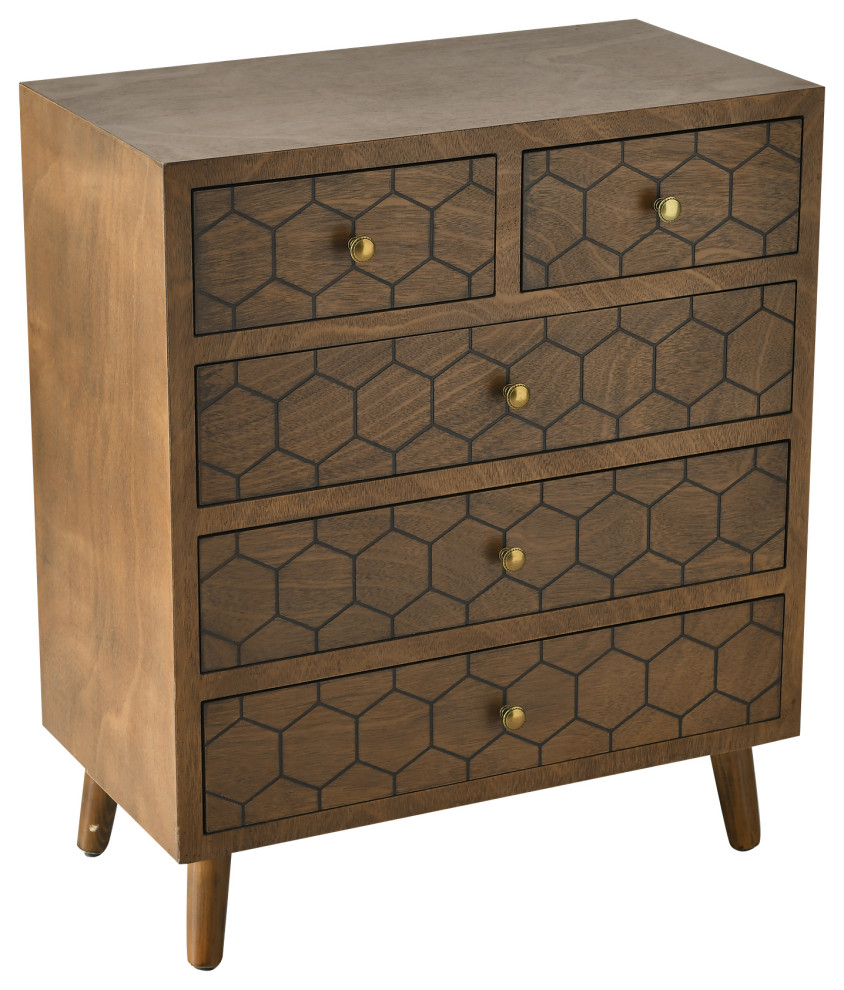 Handcrafted Accent Drawer With Abstract Carvings Storage Cabinet ...