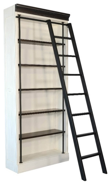 Sunny Designs Carriage House Wood and Metal Bookcase with Post in Off ...