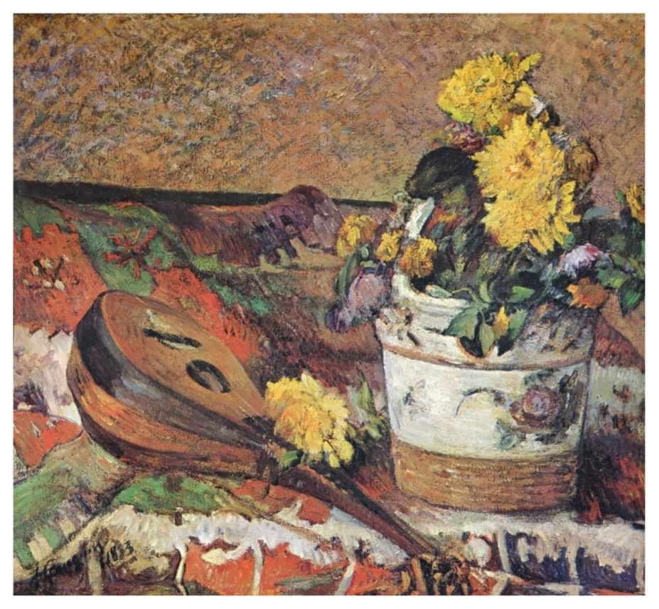 "Mandolin And Pot Of Flowers" Digital Paper Print by Paul Gauguin, 18 ...