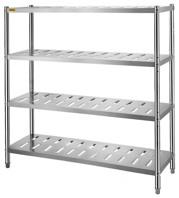 VEVOR Garage Shelf Heavy Duty Shelving 4-Tier 59.1x17.7x61in Stainless ...