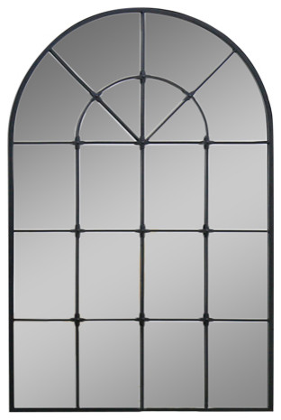 Decorative Metal Arch Window Pane Wall Mirror, 32x48 - Transitional ...