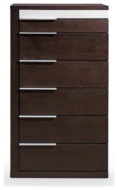 Limari Home Torino 6-Drawer Wood Veneer and Metal Chest in Brown/Gray ...