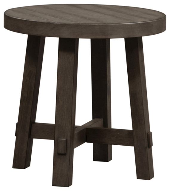 Modern Farmhouse Dark Gray Splay Leg Round End Table - Transitional ...