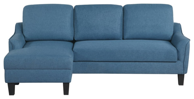 Lester Chaise Sleeper Sofa in Blue fabric with Black legs ...