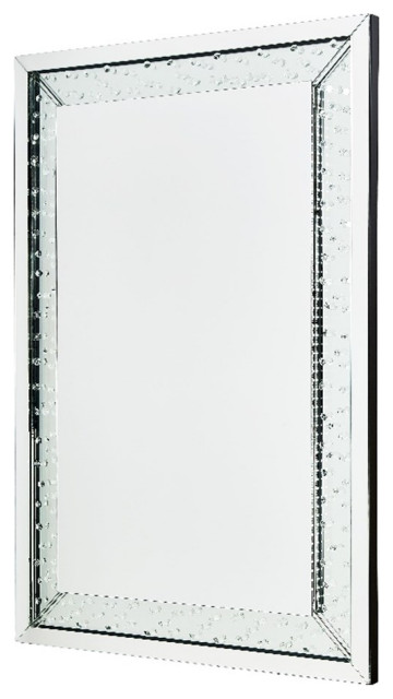 Michael Amini Montreal Rectangular Crystal Framed Wall Mirror With LED ...