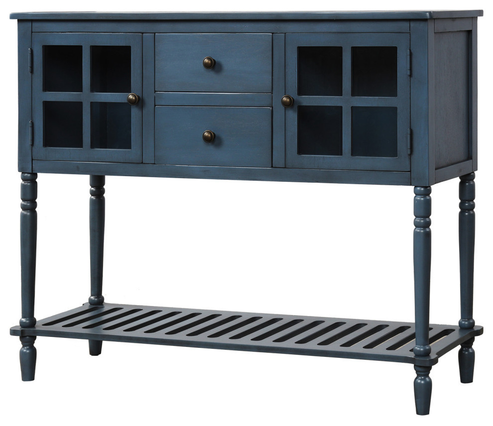 Sideboard Console Table With Bottom Shelf Farmhouse Wood Glass ...