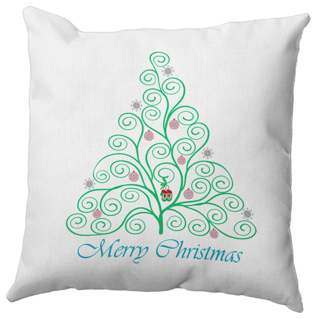 Decorated Filigree Tree Indoor/Outdoor Throw Pillow, 18"x18 ...