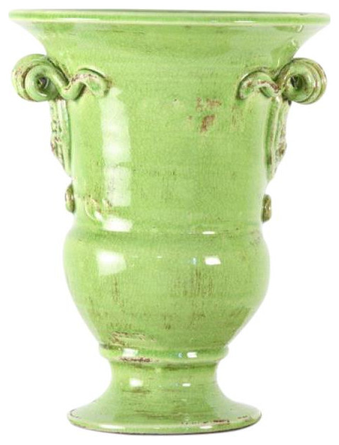 Classic Green Pottery Vase, Traditional Style - French Country - Vases ...