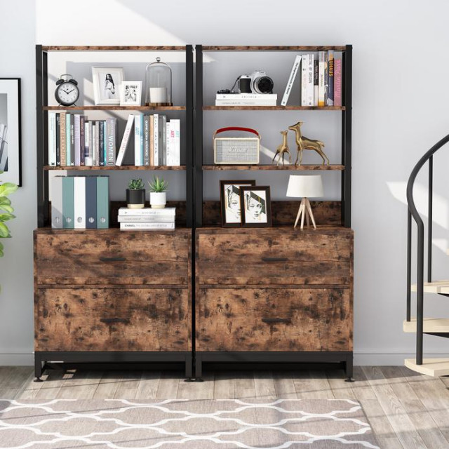 Tribesigns Versatile File Cabine with Bookshelf, Tall Filing Cabinet ...